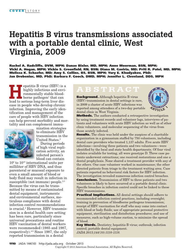 Hepatitis B Virus Transmissions Associated With A | Download Free PDF ...