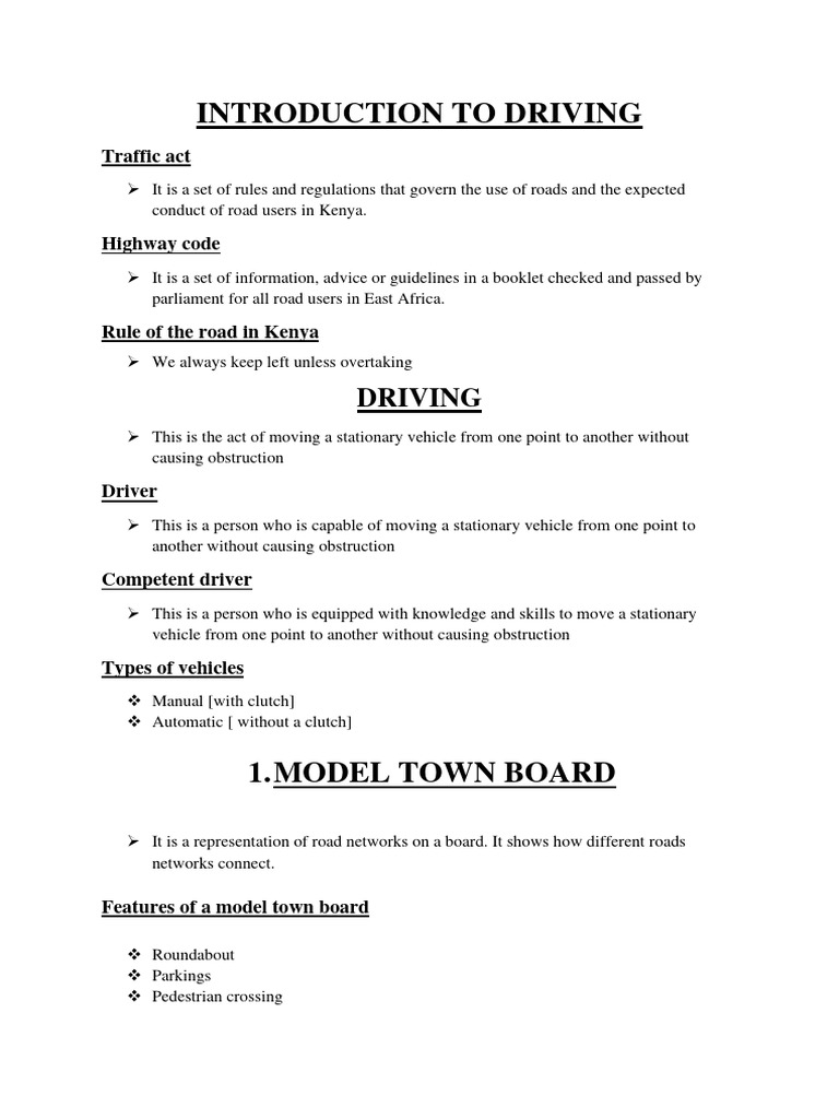 Driving Course Theory Notes | PDF