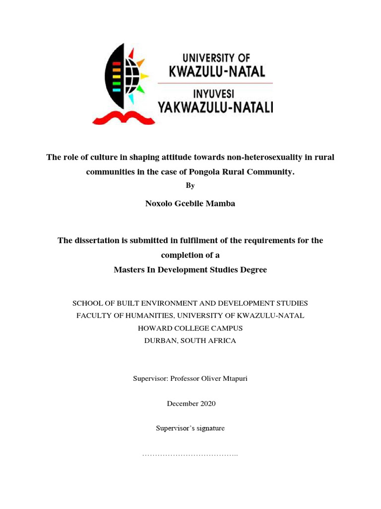 Mamba_Noxolo_Gcebile_2020 | PDF | Homosexuality | Homophobia