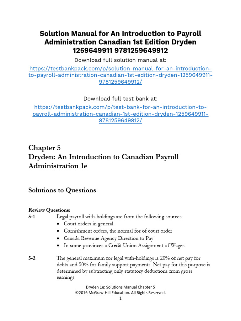 Canadian Payroll Administration Solutions | PDF | Payroll | Employment
