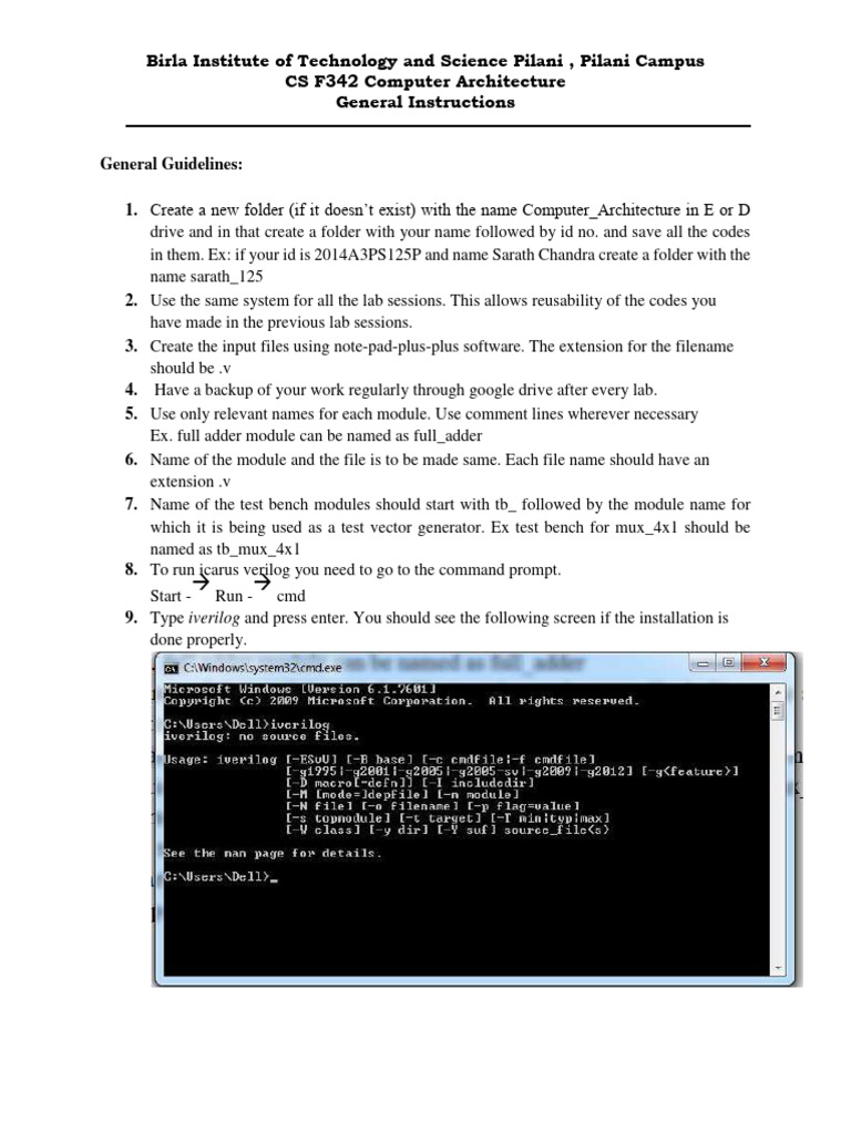 CA Lab General Instructions | PDF | Filename | Computer File