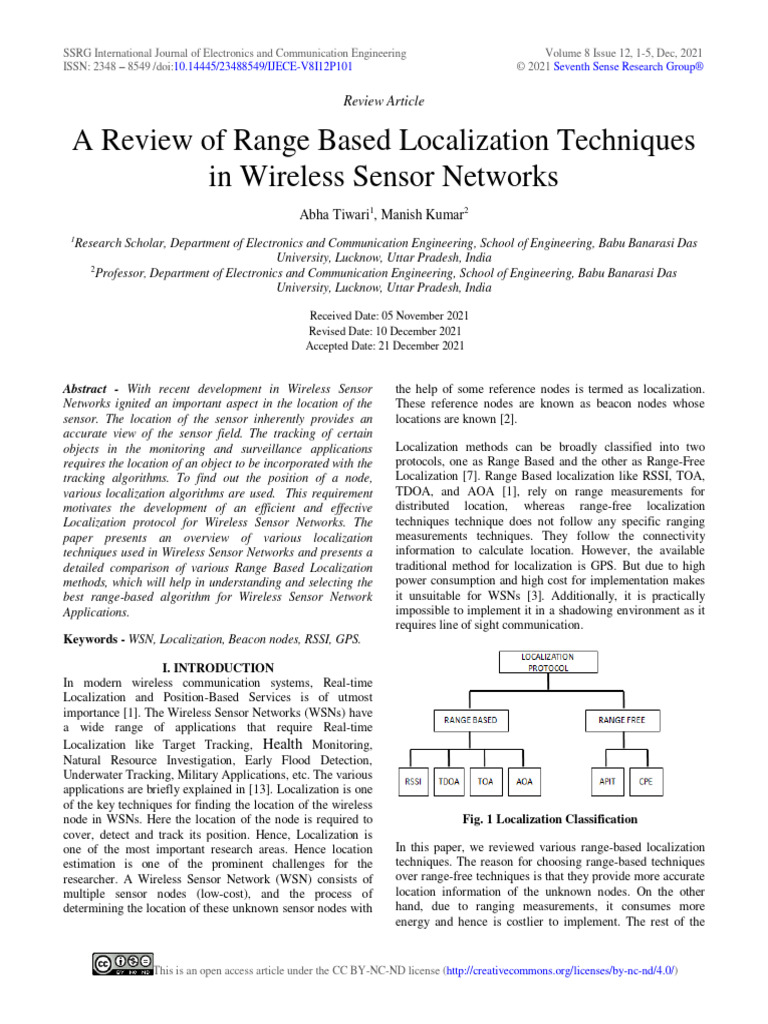 A Review of Range Based Localization Techniques | PDF