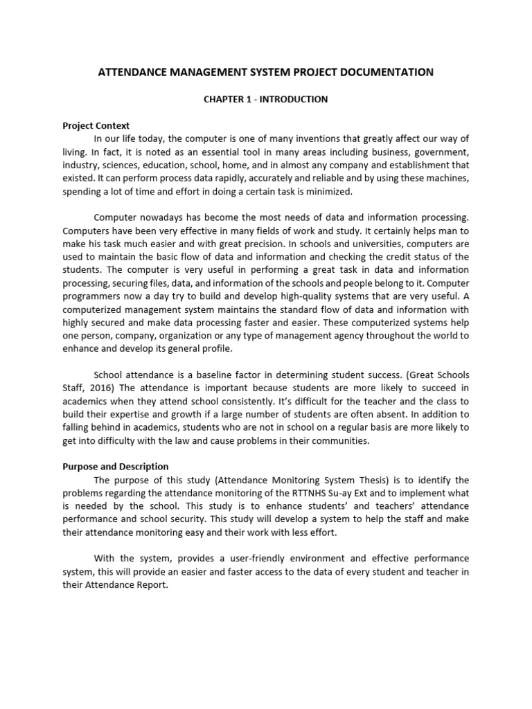 ATTENDANCE-MANAGEMENT-SYSTEM-PROJECT-DOCUMENTATION | PDF | Radio Frequency Identification ...