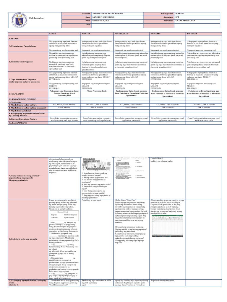DLL Week 8 Epp V | PDF