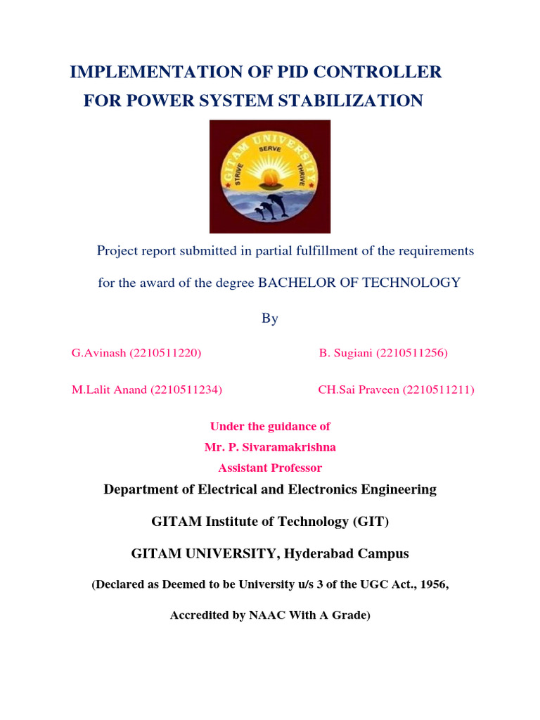 Implementation of Pid Controller For Power System Stabilization | PDF | Control Theory ...