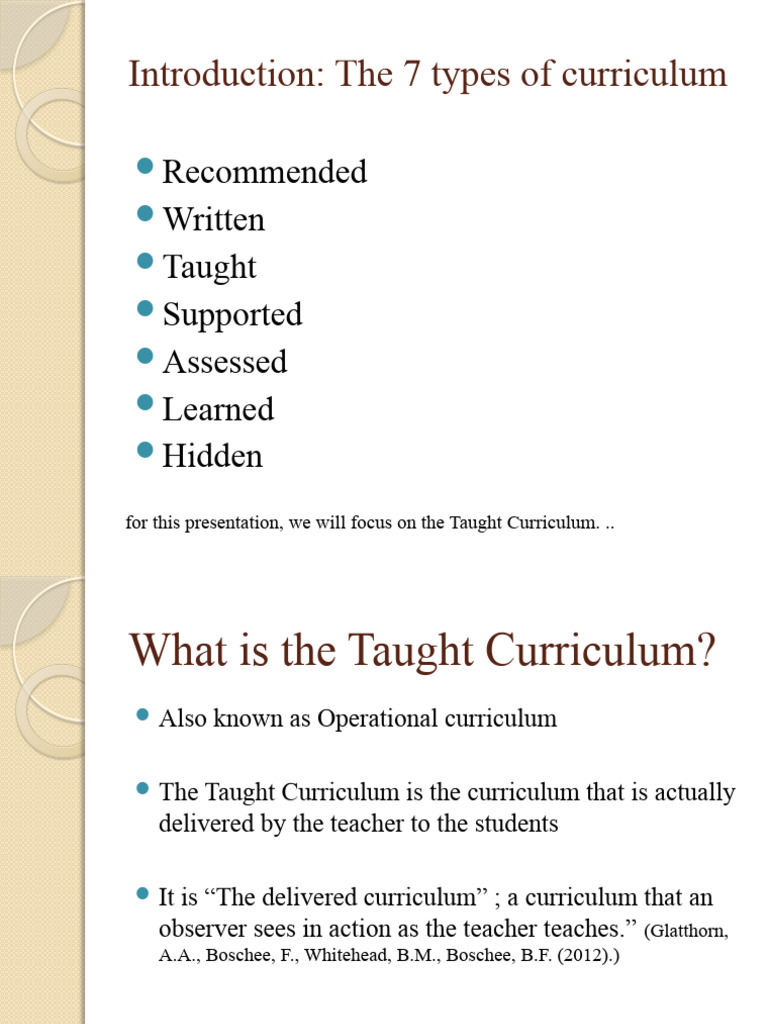 Taught Curriculum (1) - 1 | PDF | Curriculum | Teachers