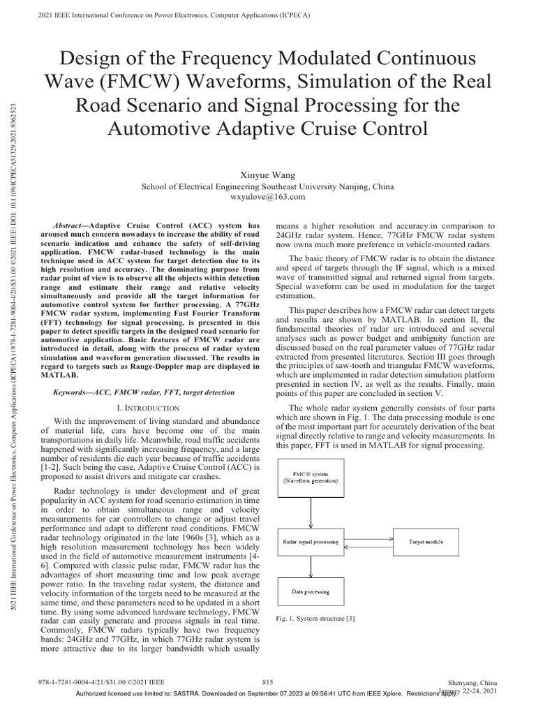 Design of The Frequency Modulated Continuous Wave FMCW Waveforms ...