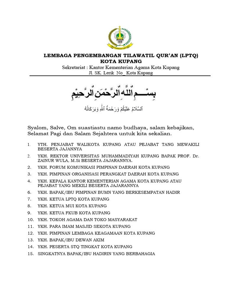 Laporan Penutup STQ | PDF