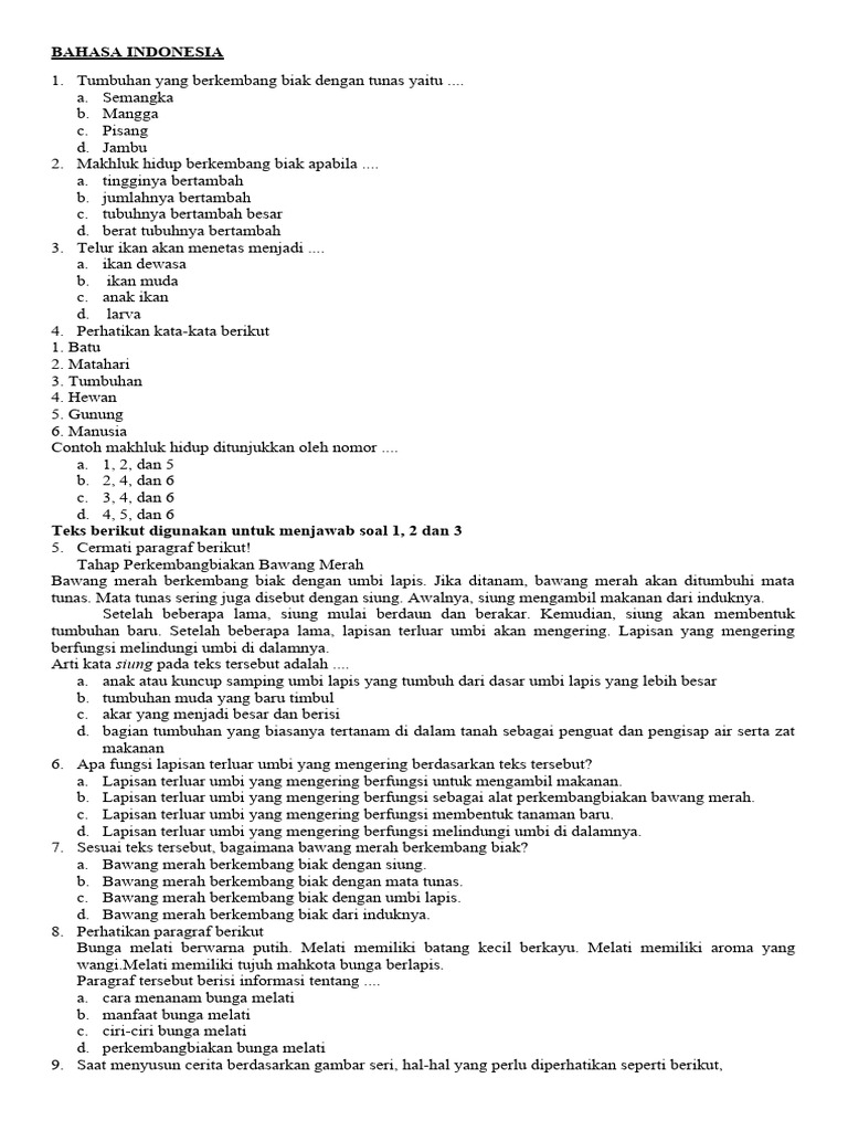 Bank Soal Kelas 3 Mi 2022 | PDF