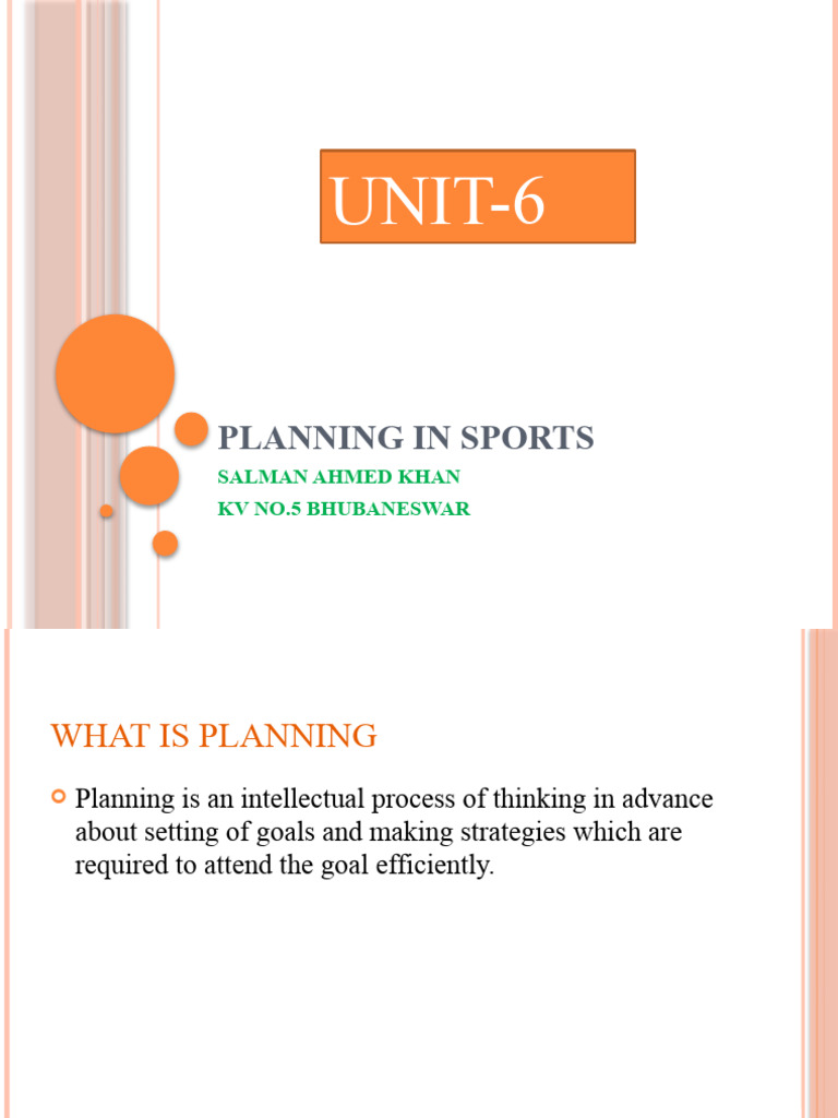 Planning in Sports | PDF | Tournament | Leisure