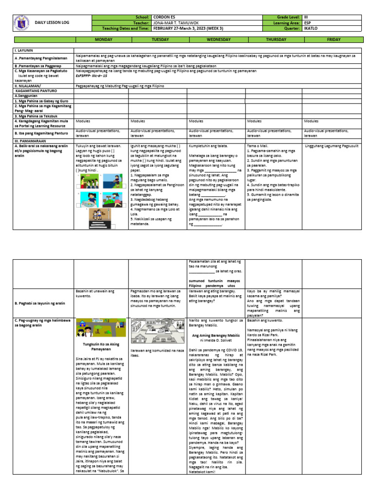 DLL Esp3 Q3 W3 | PDF