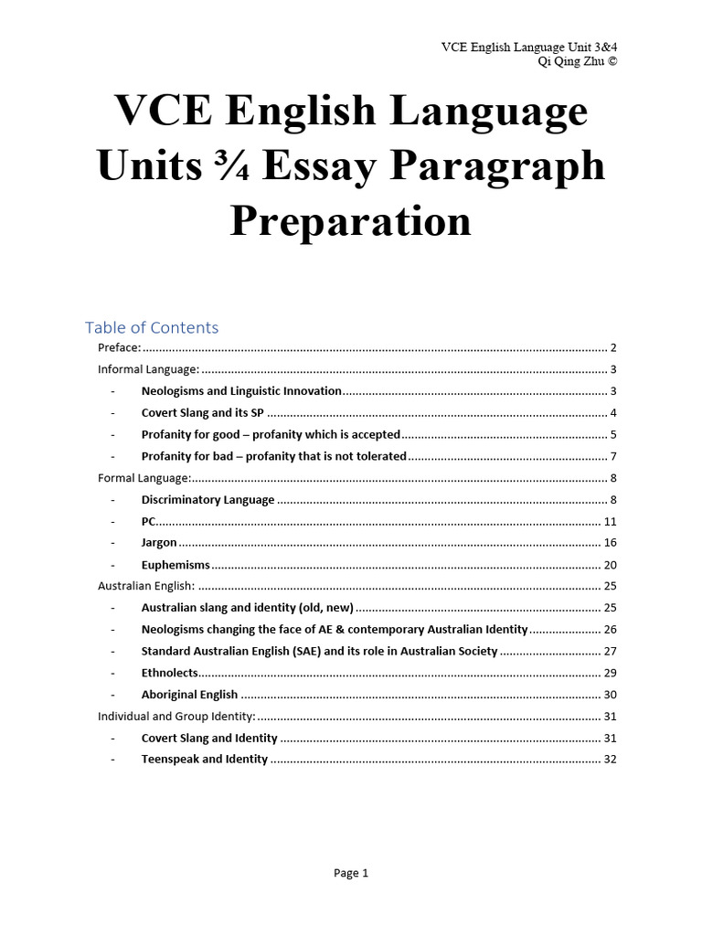 VCE English Language Guide | PDF | Jargon | Disability