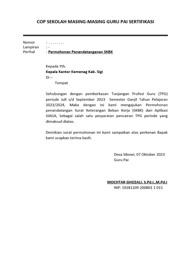 Format Permohonan SKBK | PDF