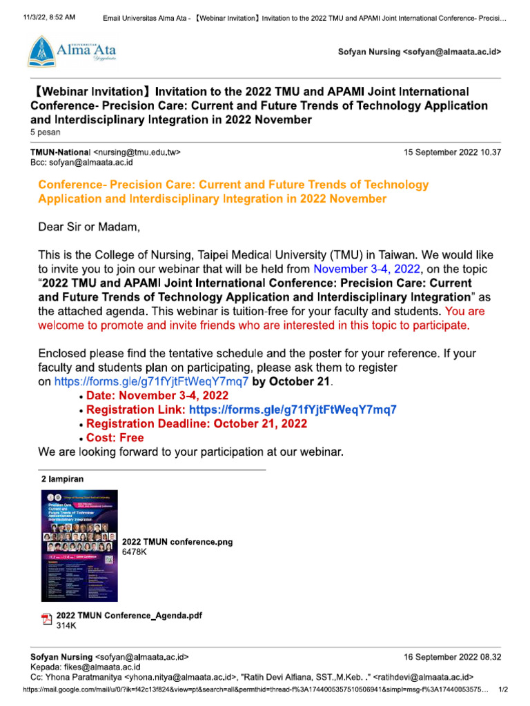 2022 TMUN Conference - Invitation | PDF | Nursing | Health Care