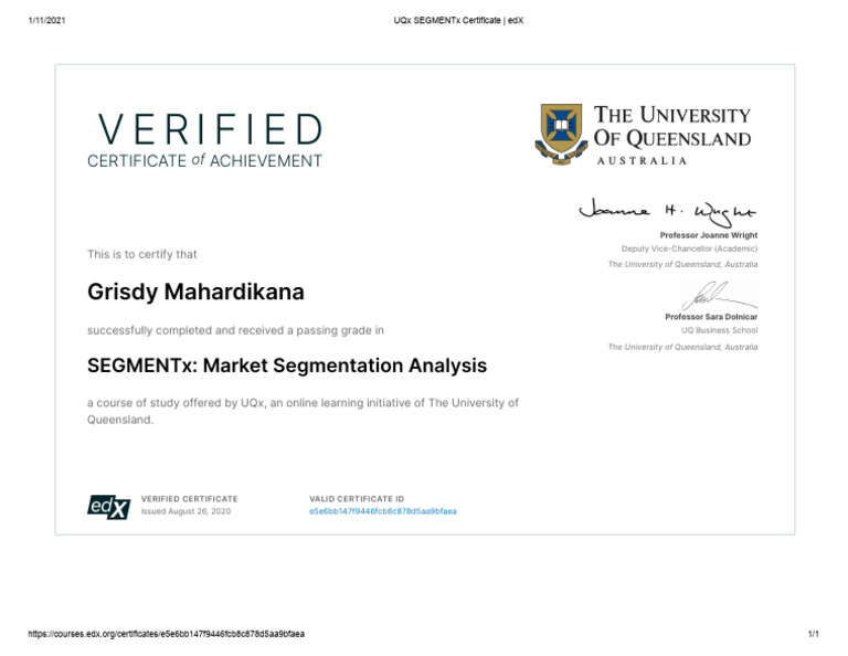 Uqx Market Segment Analysis Certificate Edx Pdf