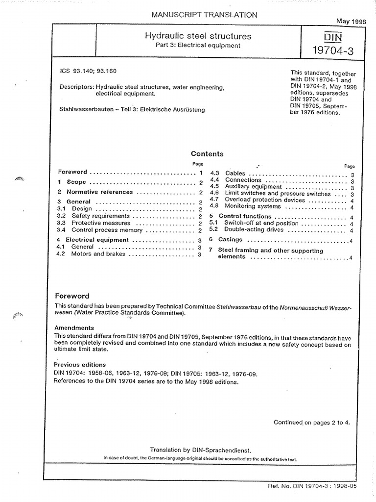 DE - DIN 19704-3 - Hydraulic Steel Structures Electrical Equipment ...