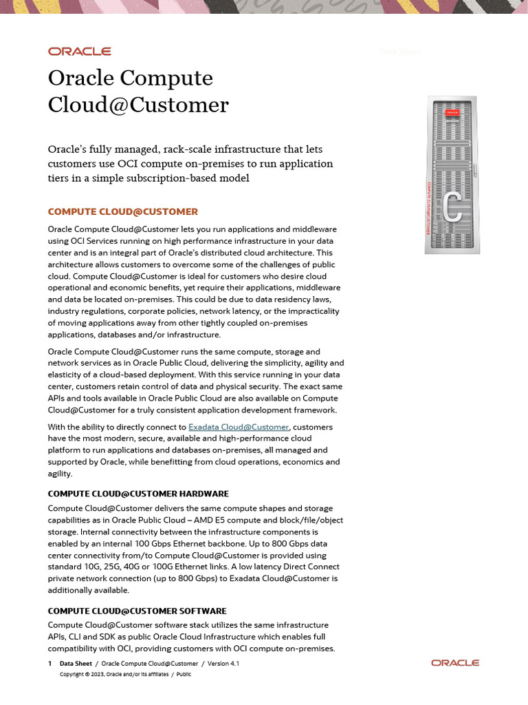 Oracle+Cloud@Customer+Data+Sheet | PDF | Cloud Computing | Solid State ...