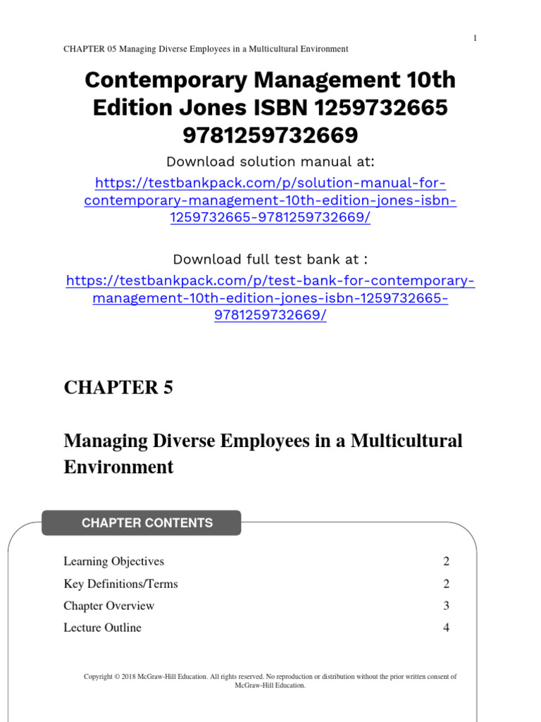 Contemporary Management 10th Edition Jones Solutions Manual 1 | PDF | Mentorship | Sexual Harassment
