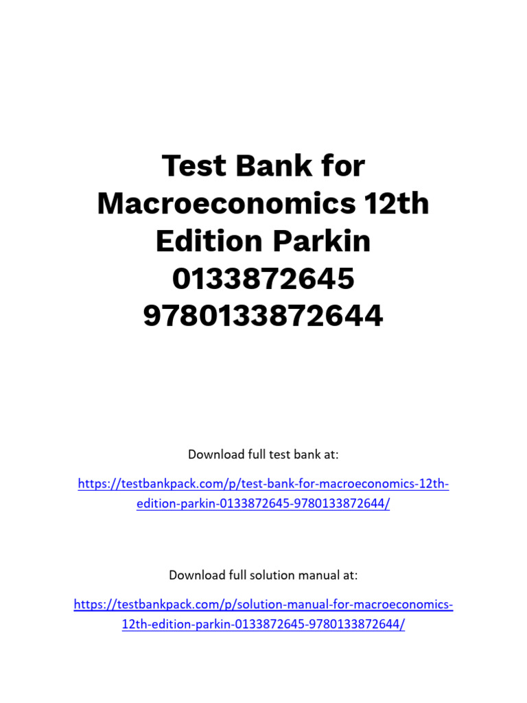 Macroeconomics 12th Edition Michael Parkin Test Bank 1 | PDF | Project ...