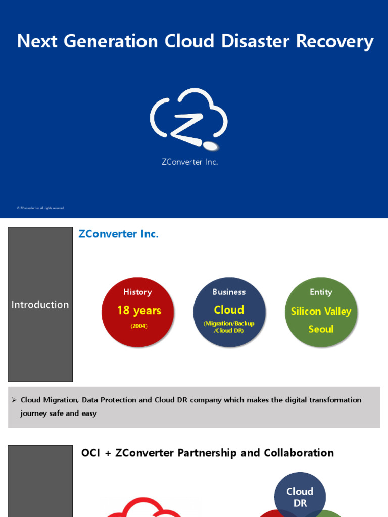 ZConverter - OCI DR Solution Presentation | PDF | Cloud Computing | Backup