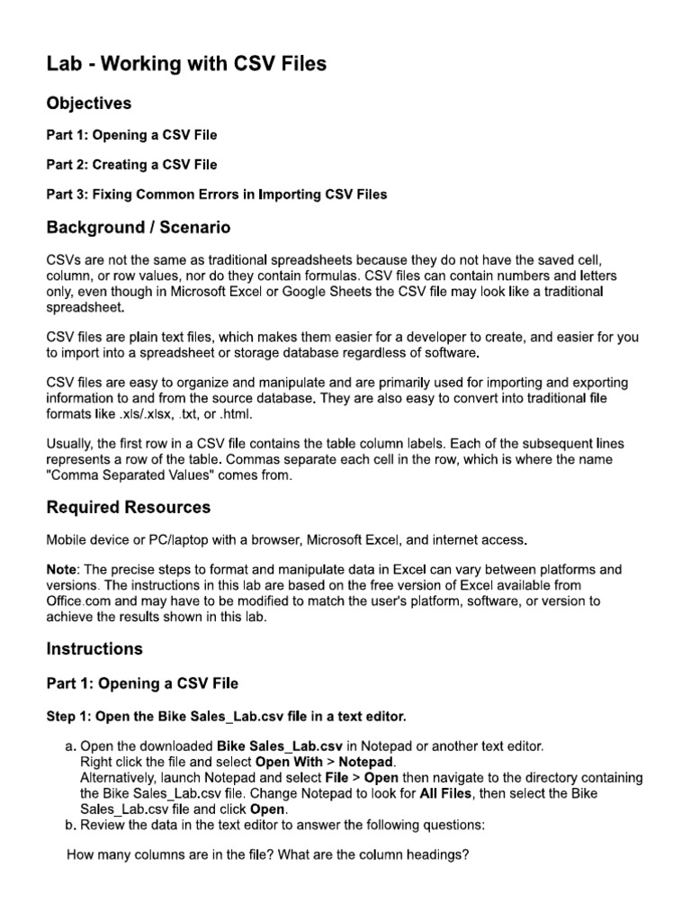 Lab - Working With CSV Files | PDF