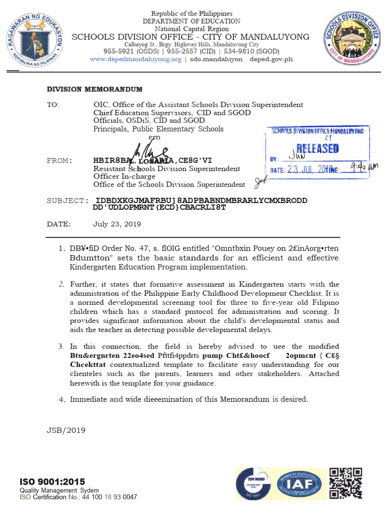 Revised Ecd Checklist For Kindergarten Pdf Developmental Psychology