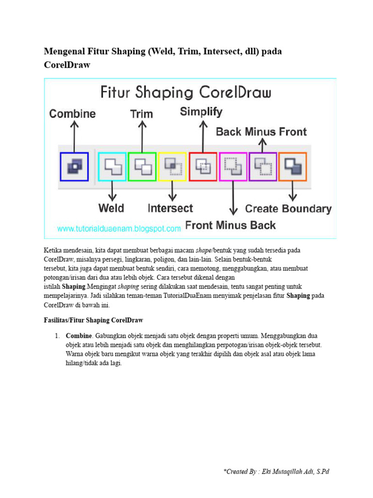 Mengenal Fitur Shaping (Weld, Trim, Intersect, DLL) Pada CorelDraw | PDF