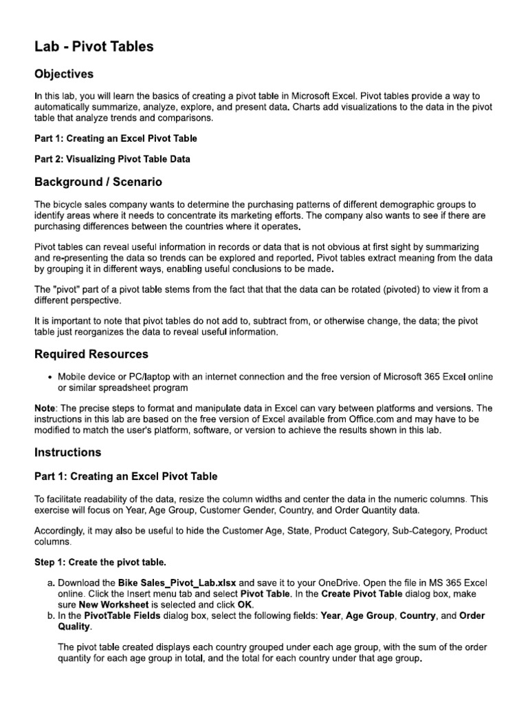 Lab - Pivot Tables | PDF
