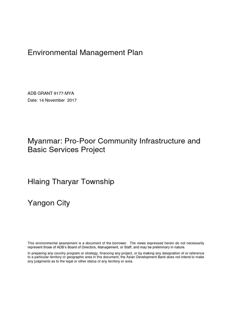 EMP Hlaing Tharyar | PDF | Road | Water Resources