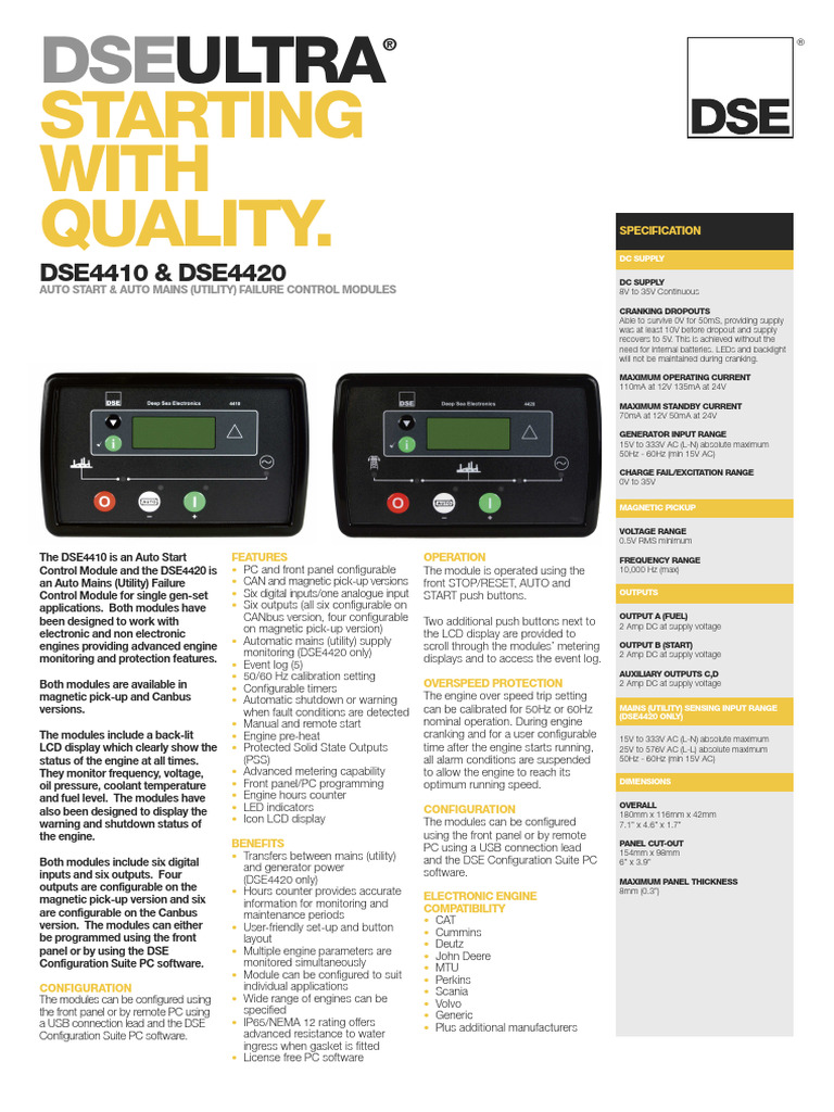 DSE 4410 20 Data Sheet | PDF