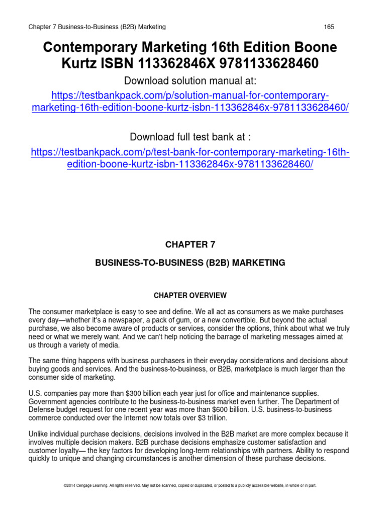 Contemporary Marketing 16th Edition Boone Solutions Manual 1 | PDF ...