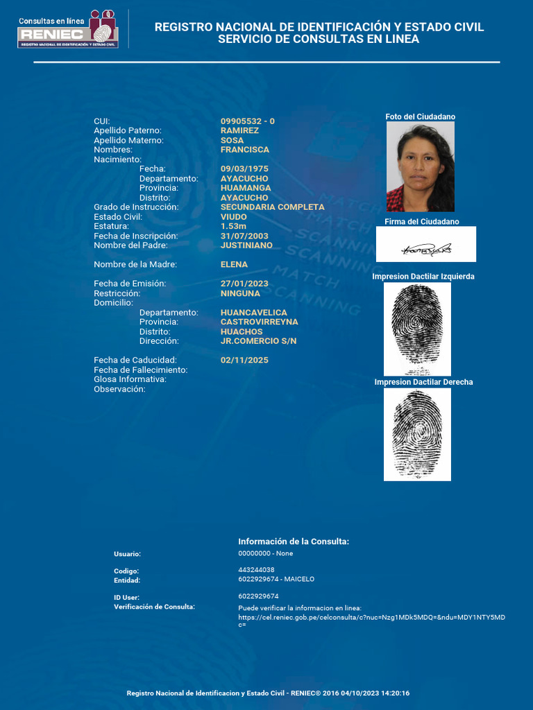 Registro Nacional de Identificación Y Estado Civil Servicio de ...