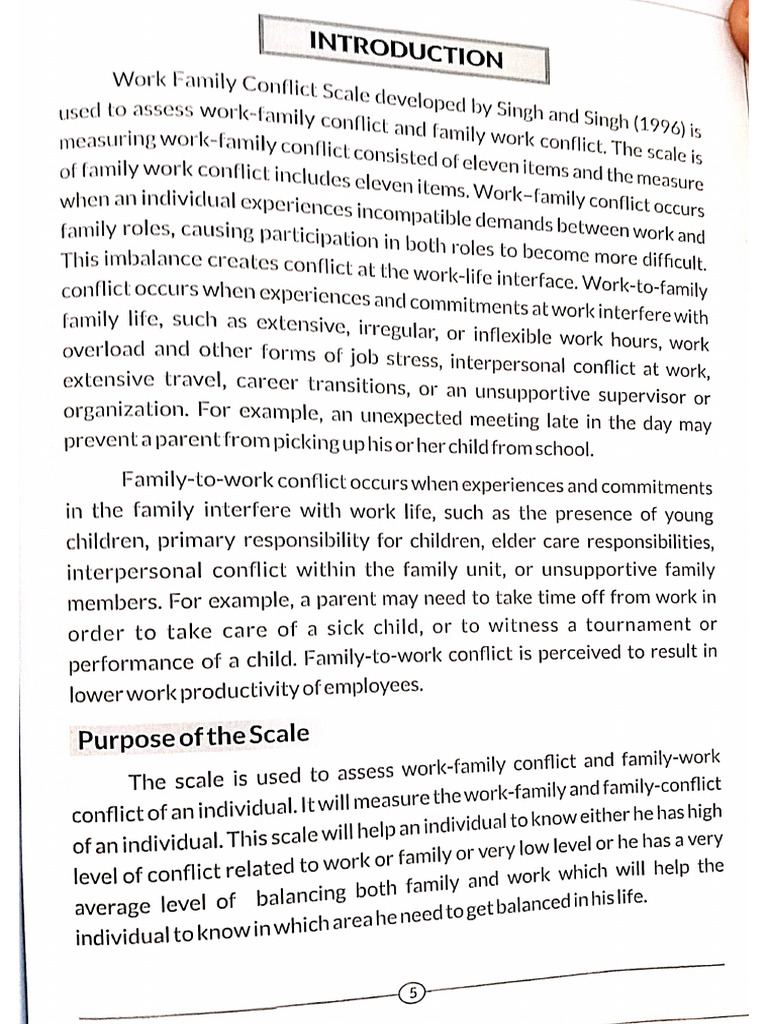 Work-Family Conflict Scale Manual | PDF