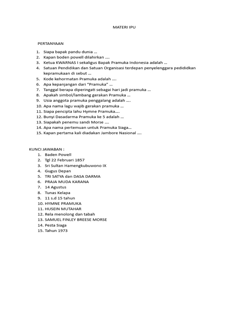 Pertanyaan Umum Seputar Pramuka | PDF | Perjalanan