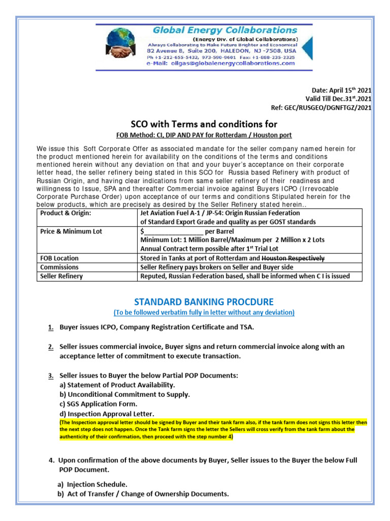 GEC RUSGEO FOB Based SCO Format | PDF | Invoice | Sales