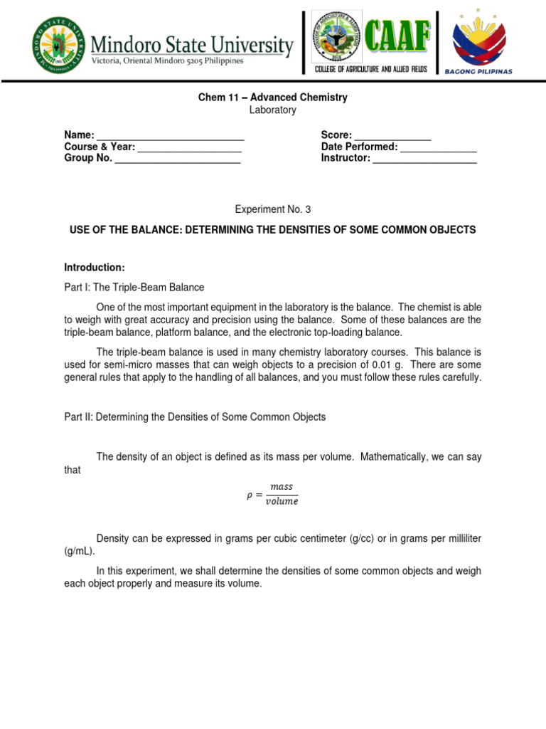 Chem 11 - Laboratory Exercise No. 3 | PDF