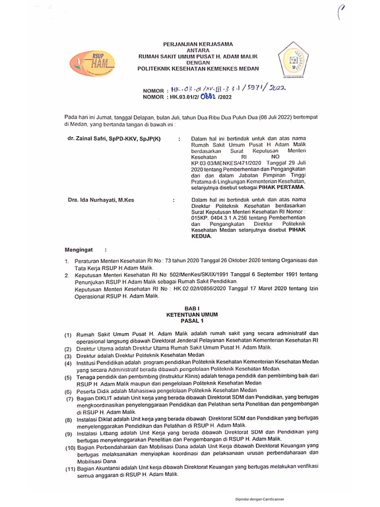 MoU Poltekkes Medan DGN RSUP H.Adam Malik | PDF