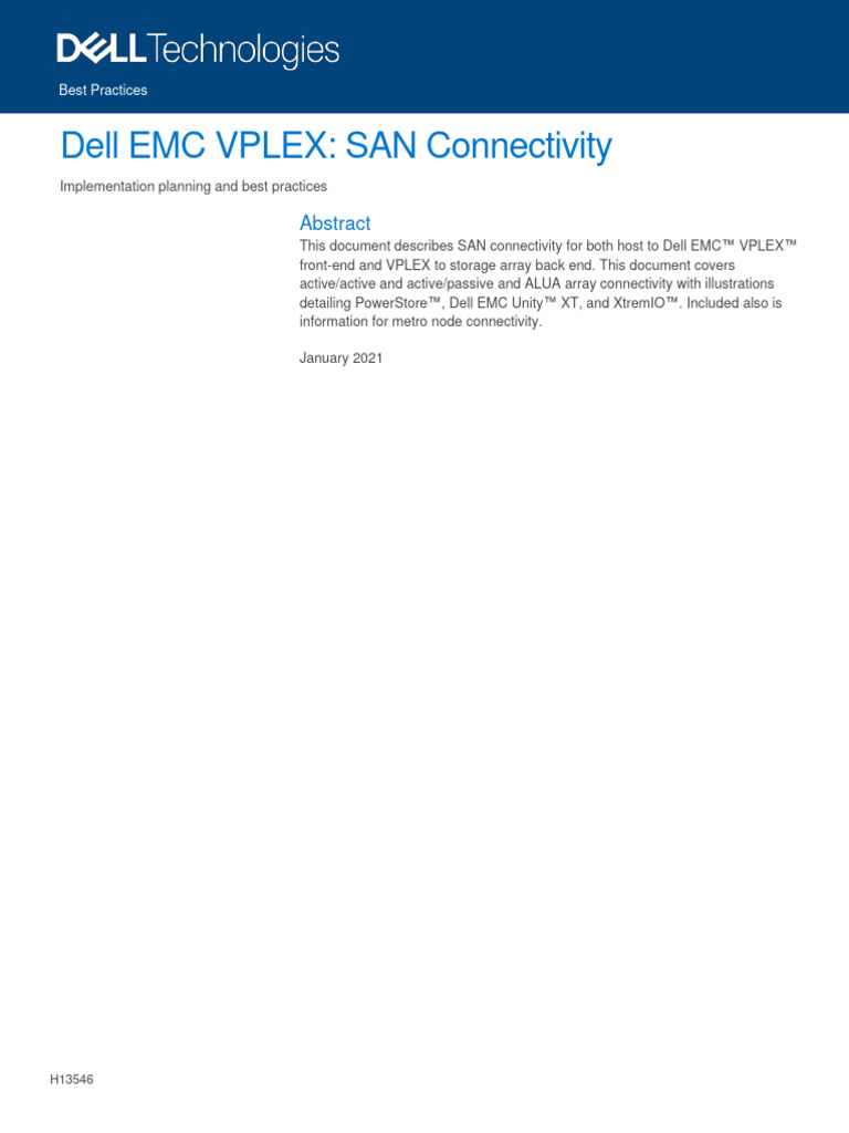 h13546 Dell Emc Vplex San Connectivity Best Practices | PDF