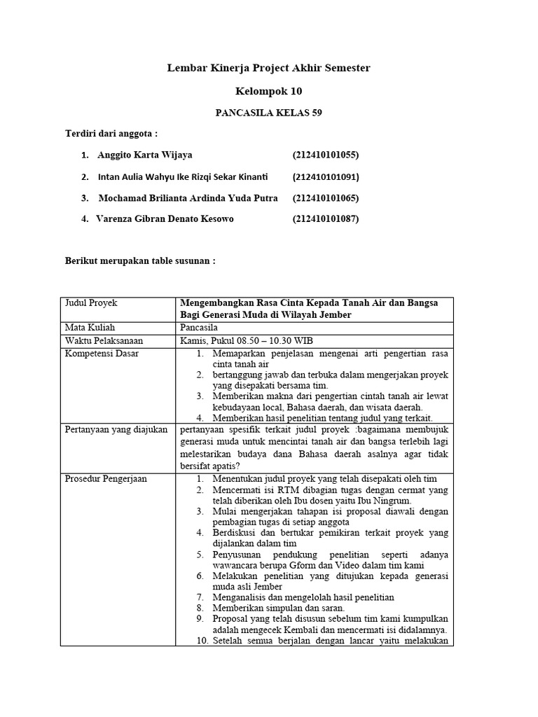 Lembar Progres Kinerja | PDF