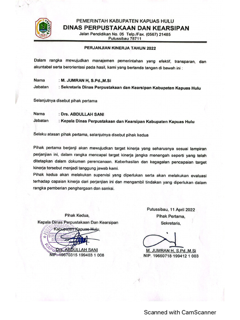 Perjanjian Kinerja 2022 Pdf