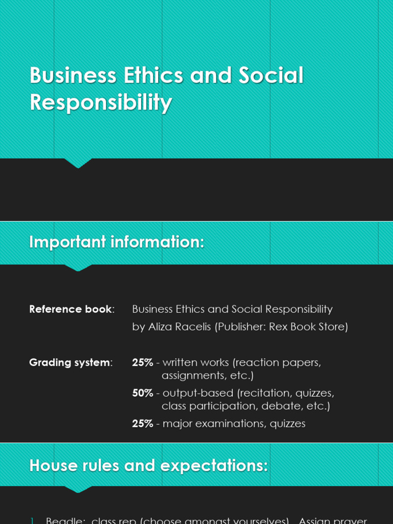 Business Ethics and Social Responsibility - 1st Class | PDF | Limited ...