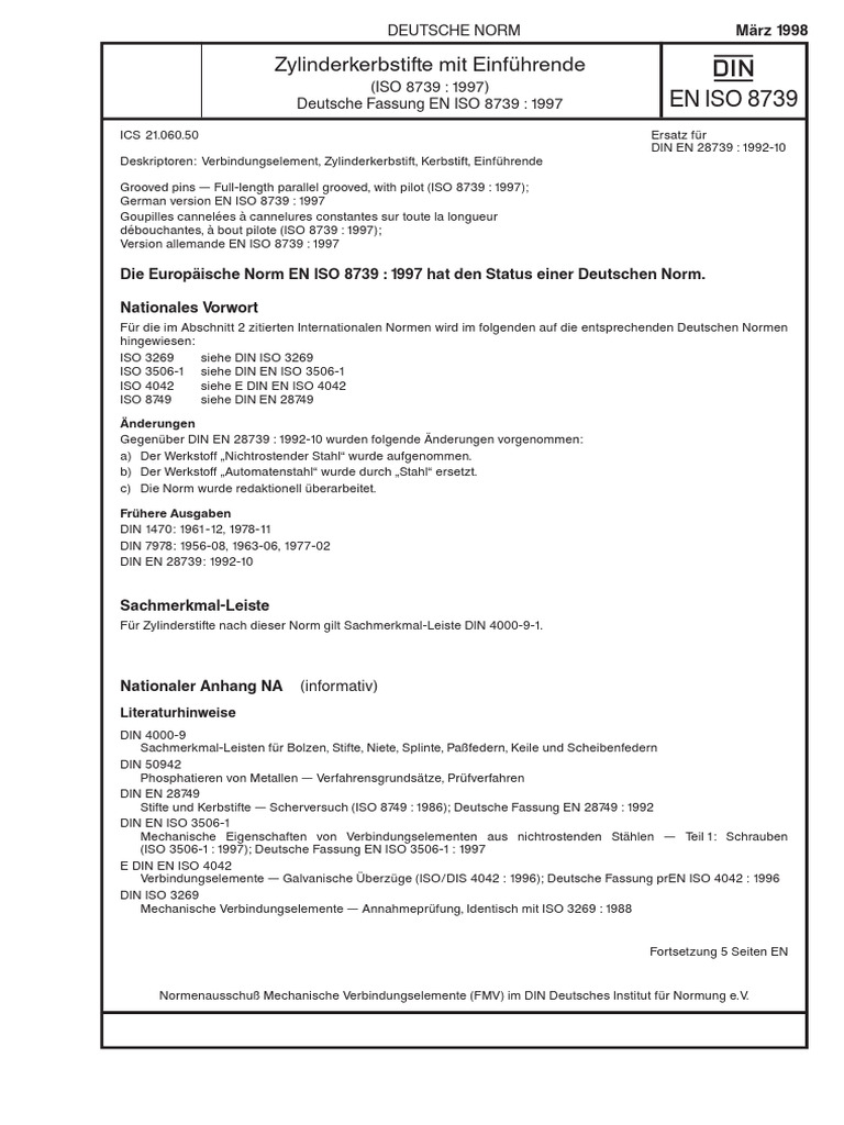Din en Iso 8739-1998 | PDF