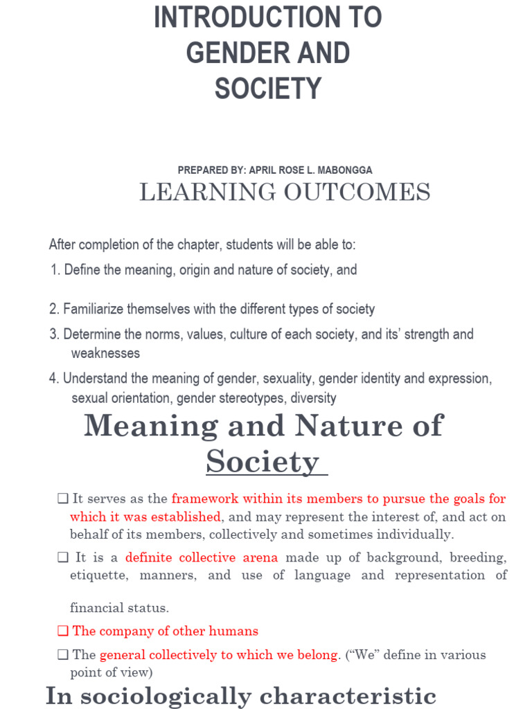 INTRODUCTION TO GENDER AND SOCIETY - Students | PDF | Sexual ...