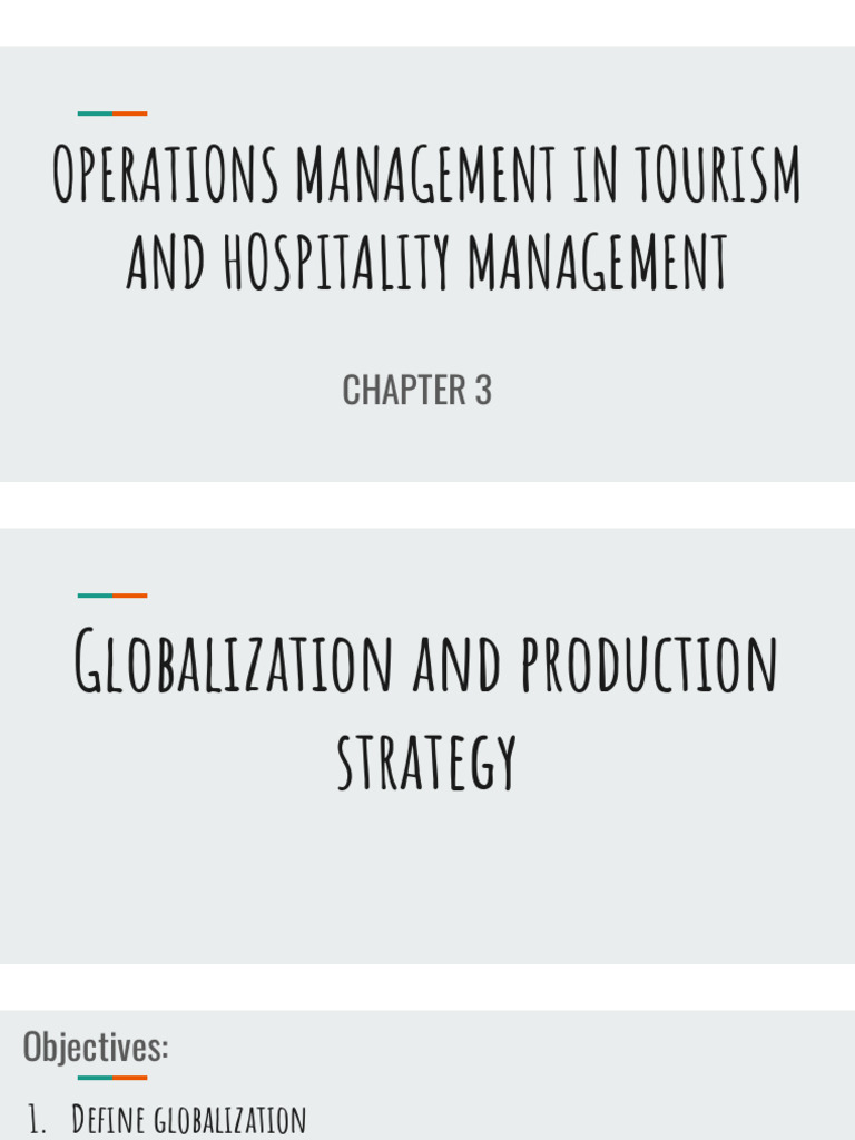 Chapter 3 - Operations Management in Tourism and Hospitality Industry | PDF | Globalization | Trade