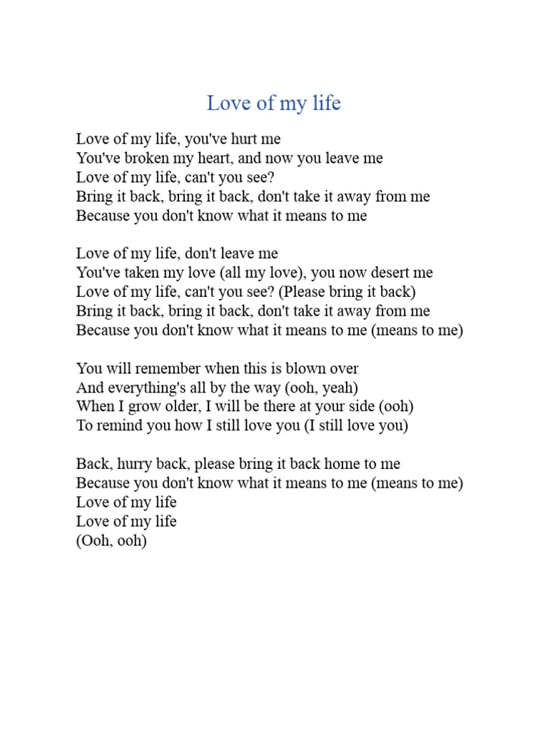 Love of My Life | PDF