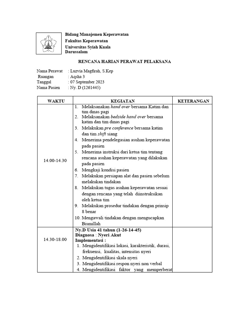 3.4 RHP Shift Siang 07 September 2023 | PDF