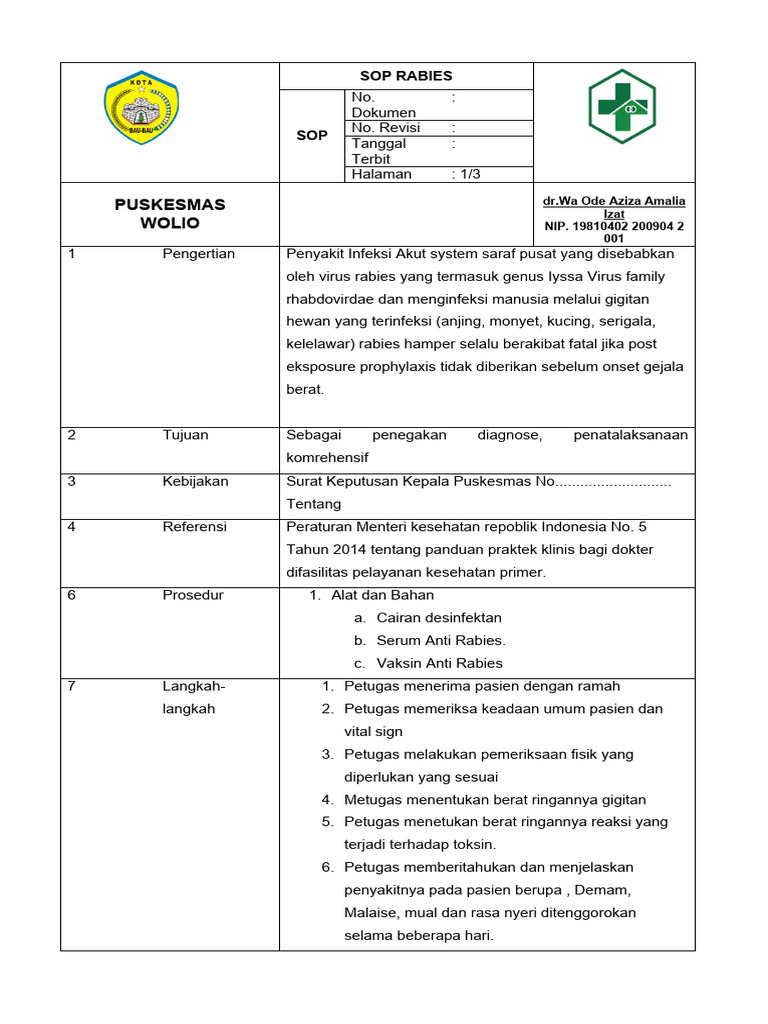 Sop Dan Kak Rabies (Repaired) | PDF