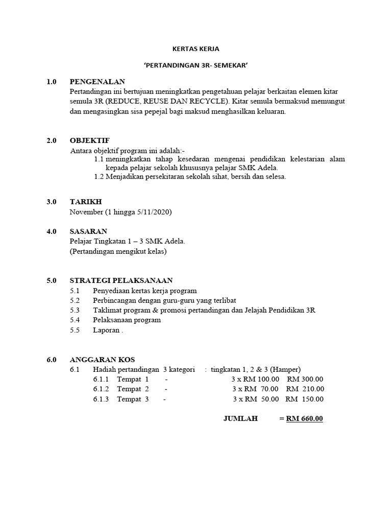 Kertas Kerja Program 3R | PDF