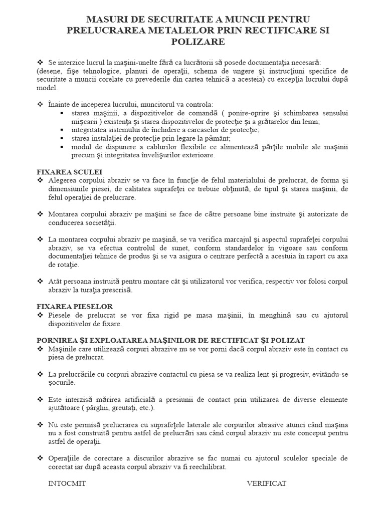 Prelucrare Metale Prin Rectificare A4 | PDF