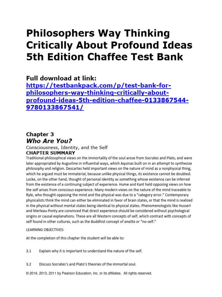 Philosophers Way Thinking Critically About Profound Ideas 5th Edition ...